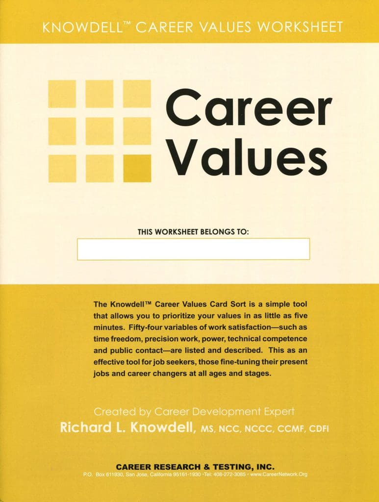 Career Values Worksheet - CLSR